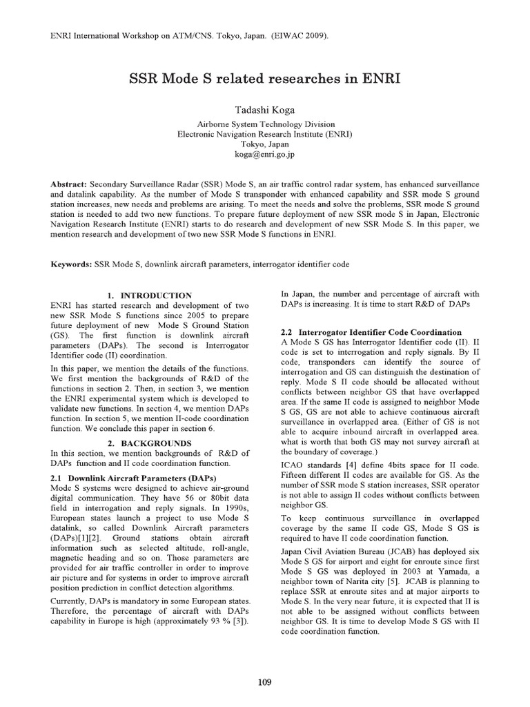 ENRI SSR ModeS Related Researches | PDF | Transponder (Aeronautics ...