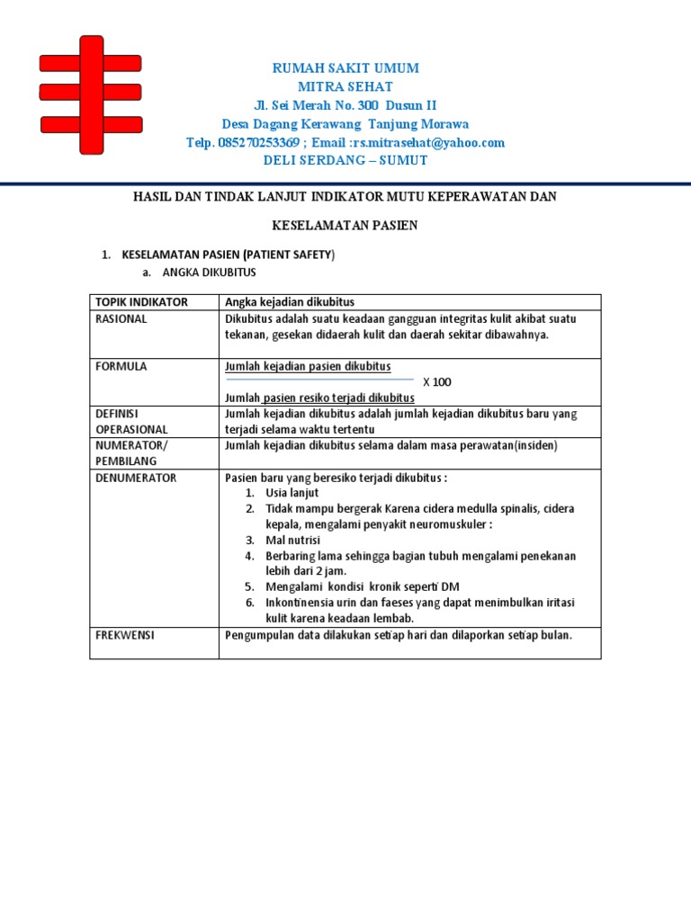 Indikator Mutu Keperawatan Dan Keselamatan | PDF