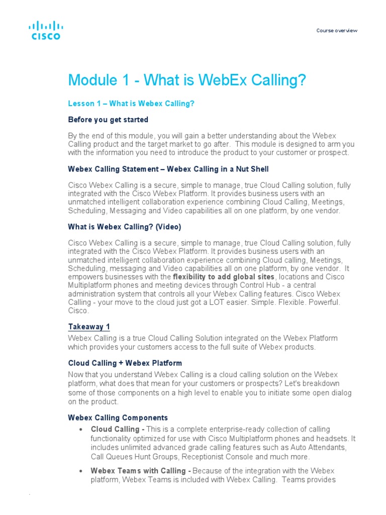 What Is Webex Calling Sales Module Guide | PDF | Cloud Computing | Videotelephony
