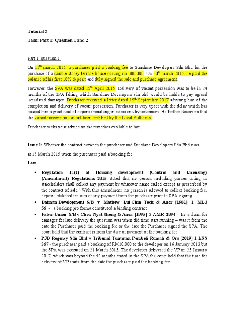 Tutorial 3 | Download Free PDF | Liquidated Damages | Damages