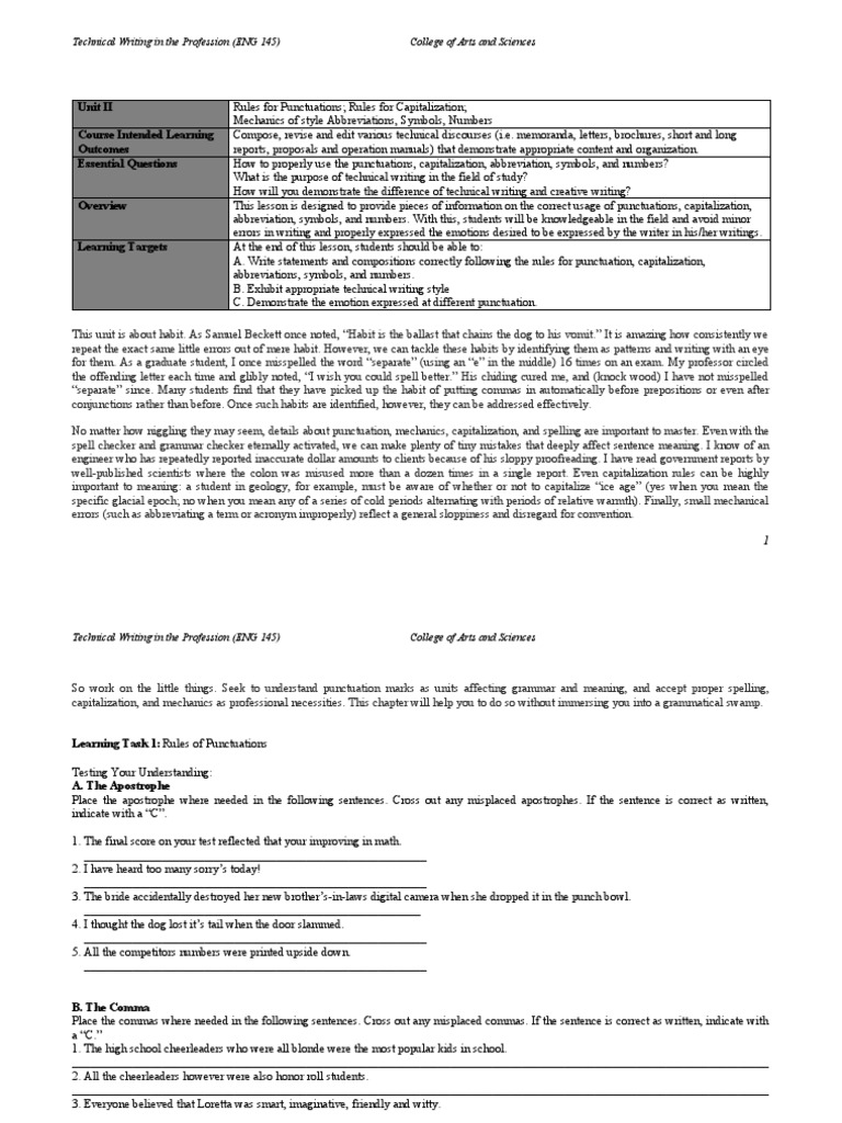 Technical Writing: Punctuation & Style | PDF | Punctuation | Linguistics