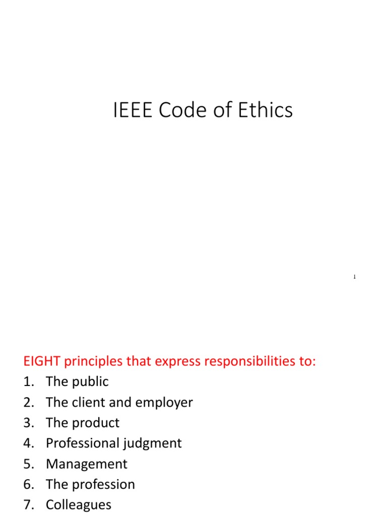 IEEE Code of Ethics Class | PDF | Employment | Engineer
