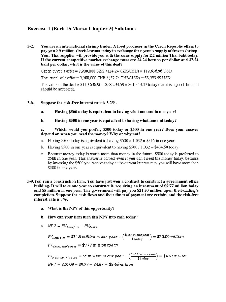 Exercise 1 Solution | PDF | Exchange Traded Fund | Net Present Value