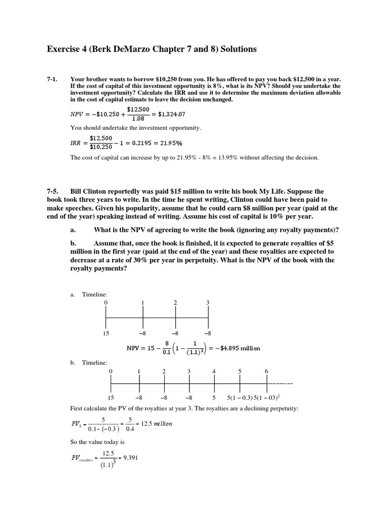 Exercise 4 Solution (1) | PDF | Internal Rate Of Return | Net Present Value