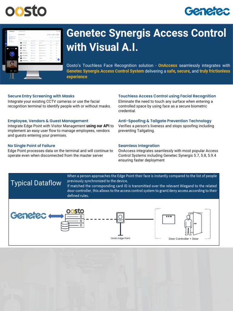 Oosto OnAccess Genetec - Technical Description | PDF | Access Control | Computing