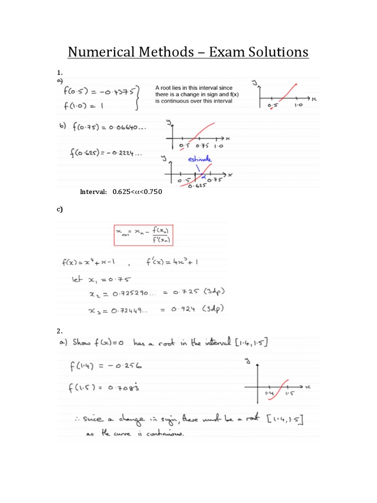 Numerical Methods - Exam Answers | PDF | Teaching Methods & Materials