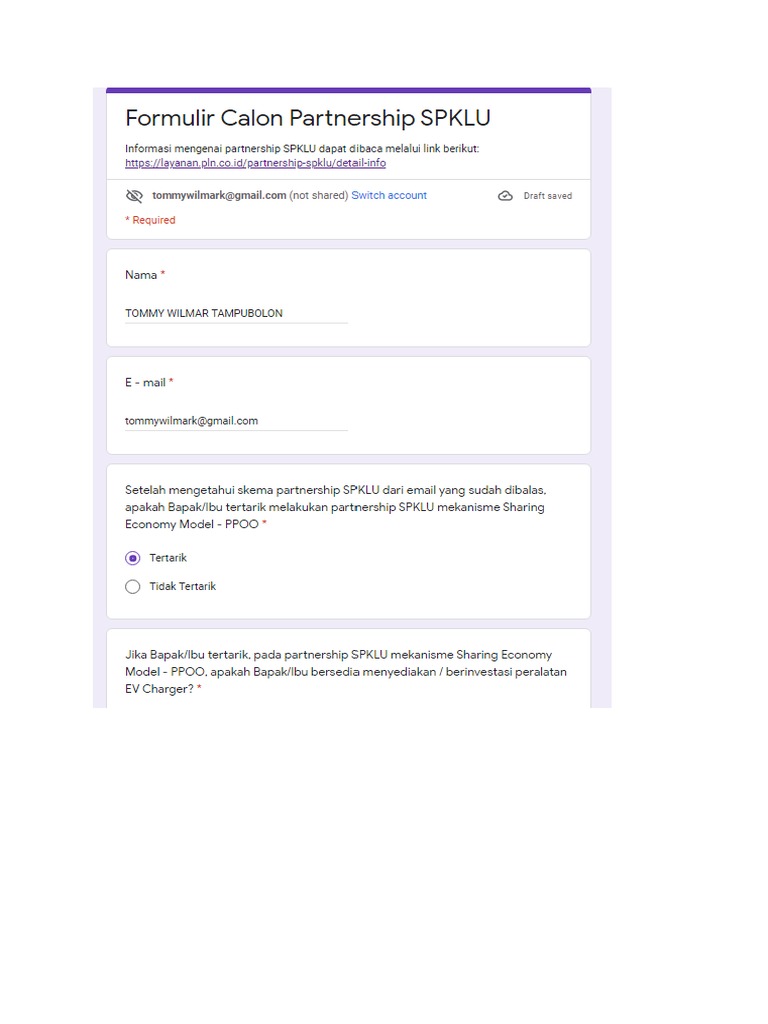 Formulir SPKLU PLN | PDF