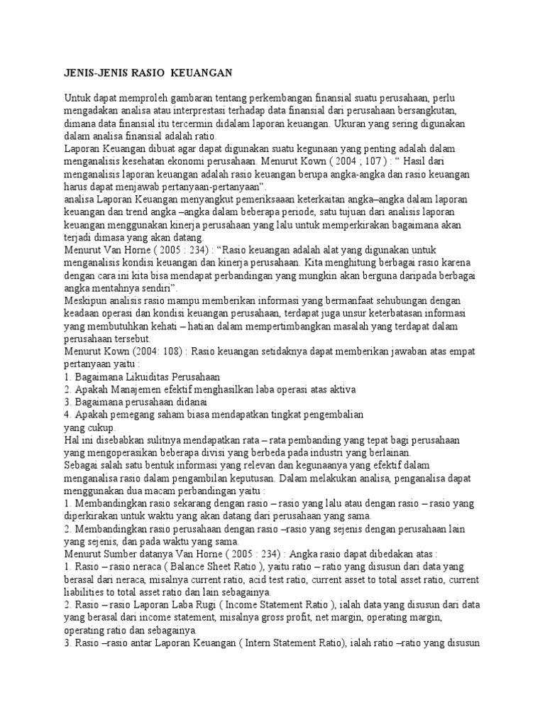 Jenis Rasio Keuangan | PDF