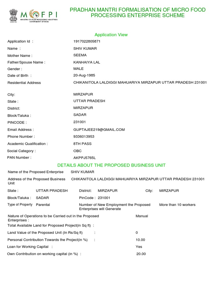 Pradhan Mantri Formalisation of Micro Food Processing Enterprise Scheme ...