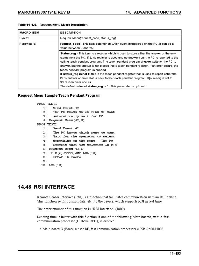 RSI-Interface R-30iB Plus | PDF | Parameter (Computer Programming) | Subroutine