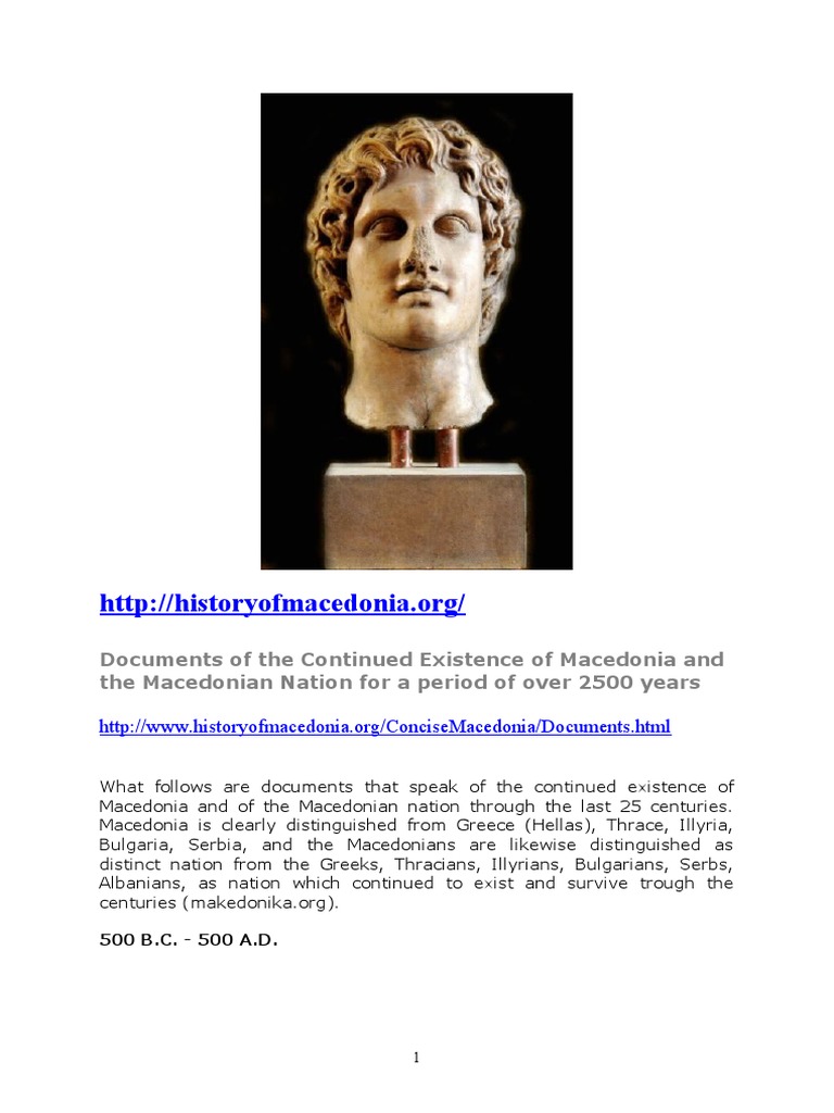 Documents of The Continued Existence of Macedonia and The Macedonian ...