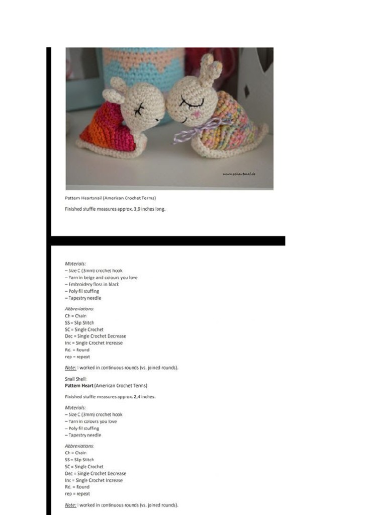 Fabartdiy Amigurumi Heart Snail Free Crochet Patterns | PDF