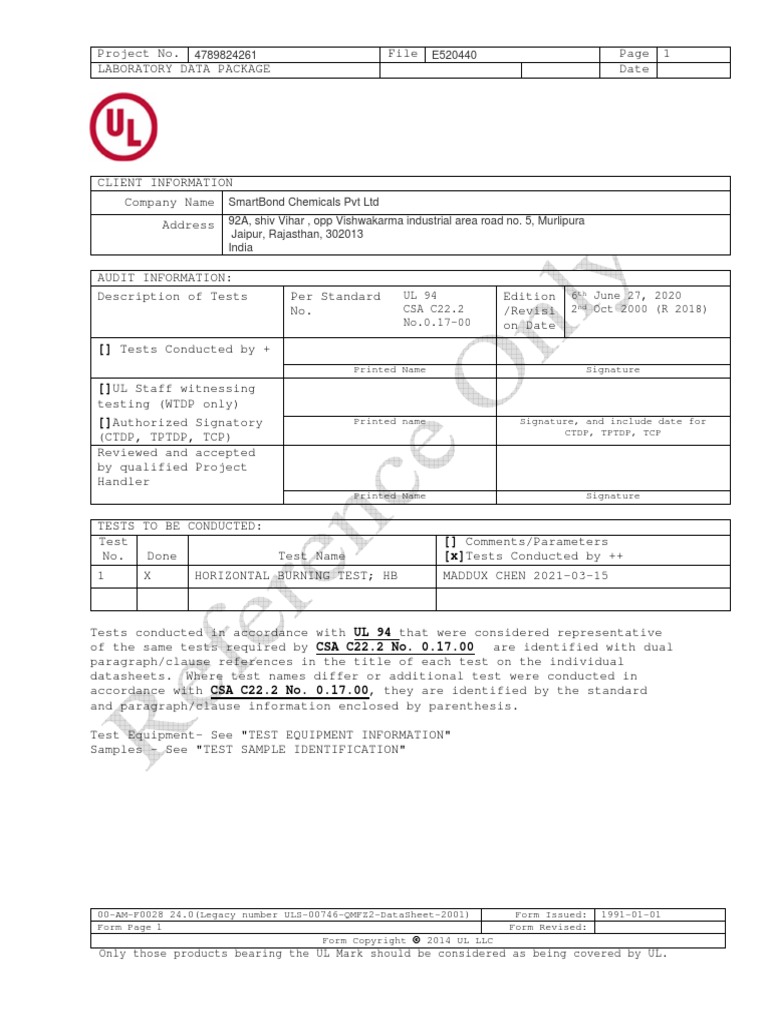UL Certificate | Download Free PDF | Laboratories