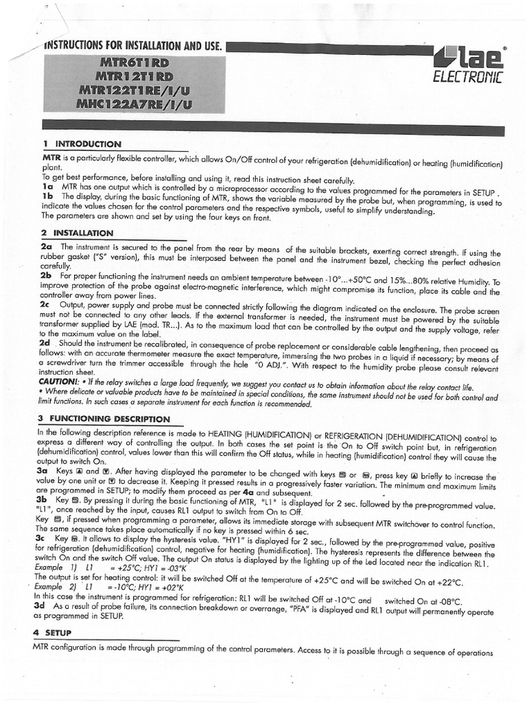 Service Manual Baño Termostático Lae Electronic - MTR | PDF
