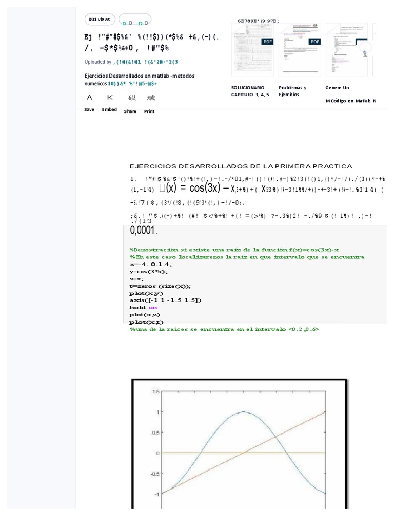PDF Ejercicios Desarrollados en Matlab Metodos Numericos | PDF | Algoritmos y Estructuras de ...