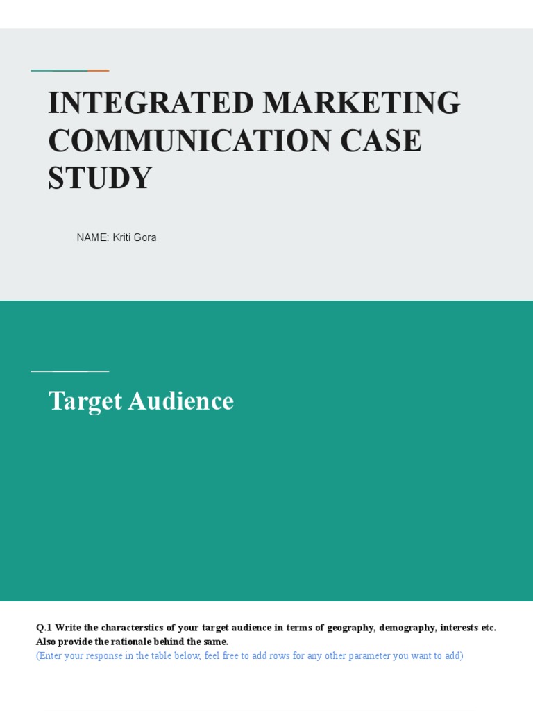 Case+study IMC M1+ (4) + (2) + | PDF | Target Audience | Social Media