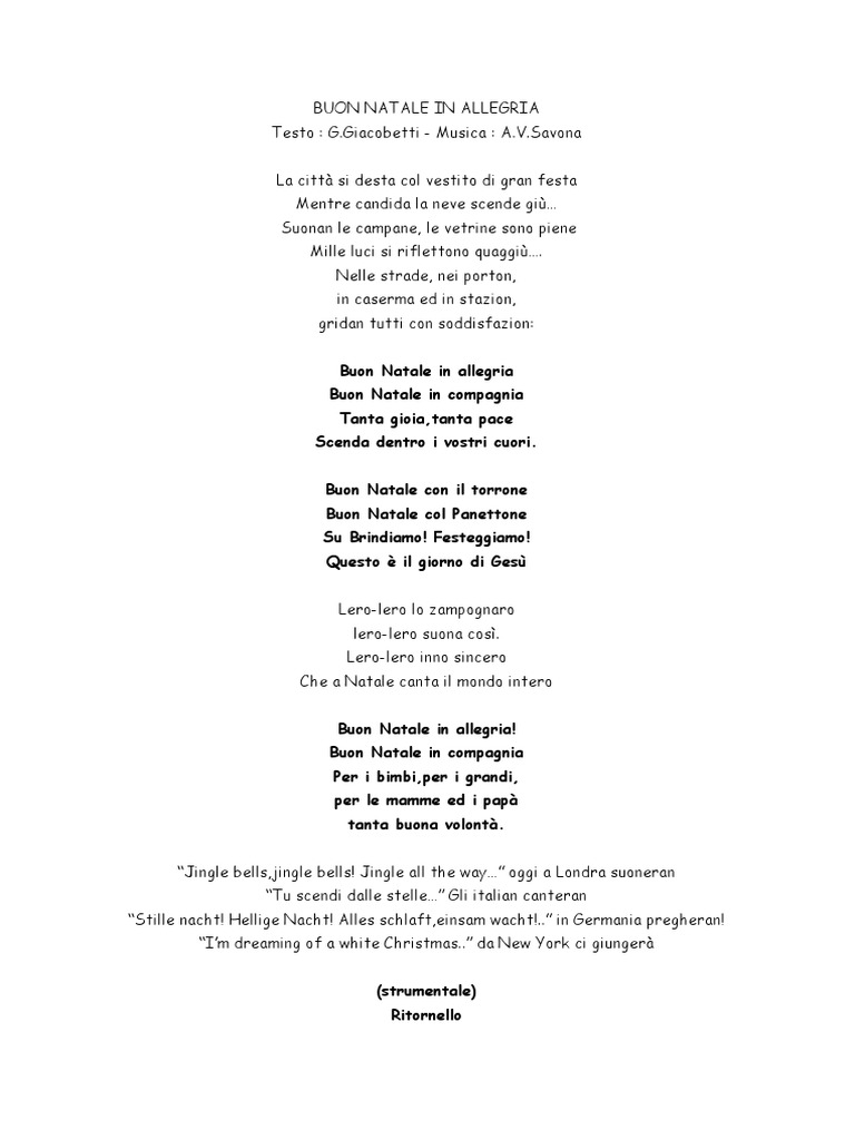 Buon Natale in Allegria - Testo | PDF