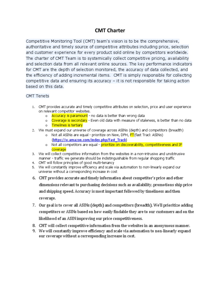 CMT Charter Terms | PDF | Latency (Engineering) | Computing