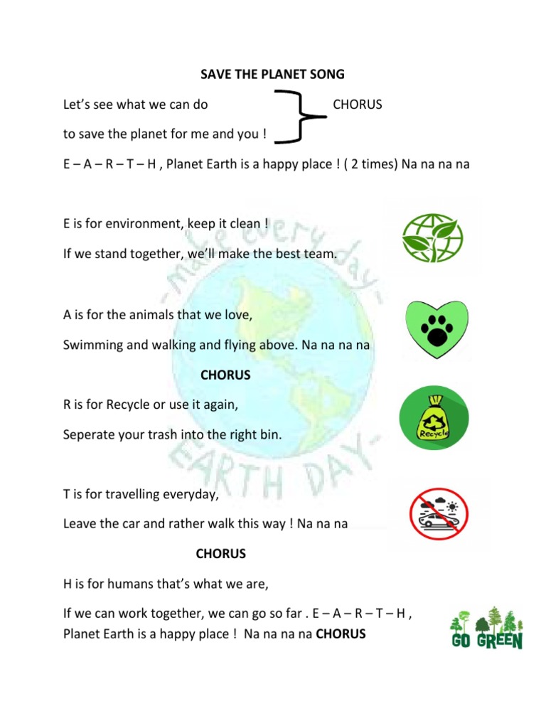 Save The Planet Song | PDF