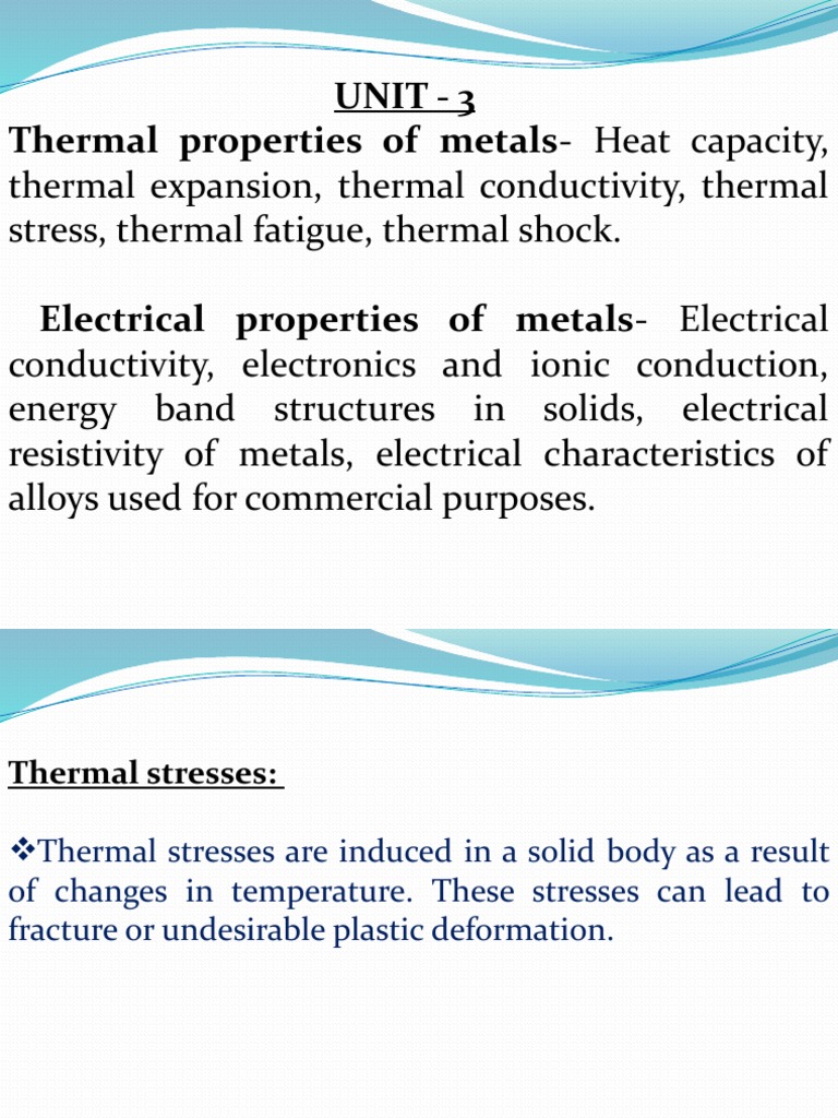 UNIT - 3 - ppt-2 | PDF | Electrical Resistivity And Conductivity | Stress (Mechanics)