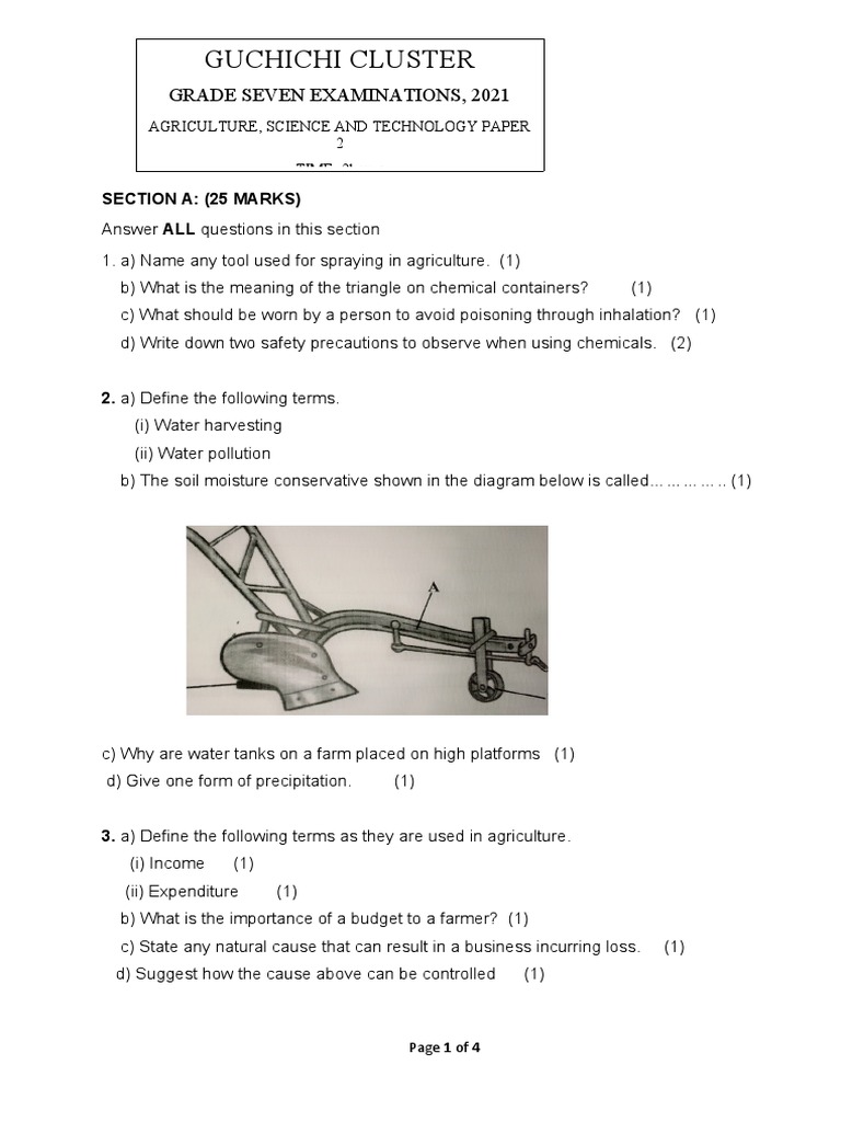 Agric, Scie & Tech Paper 2-1 | PDF | Soil | Agriculture