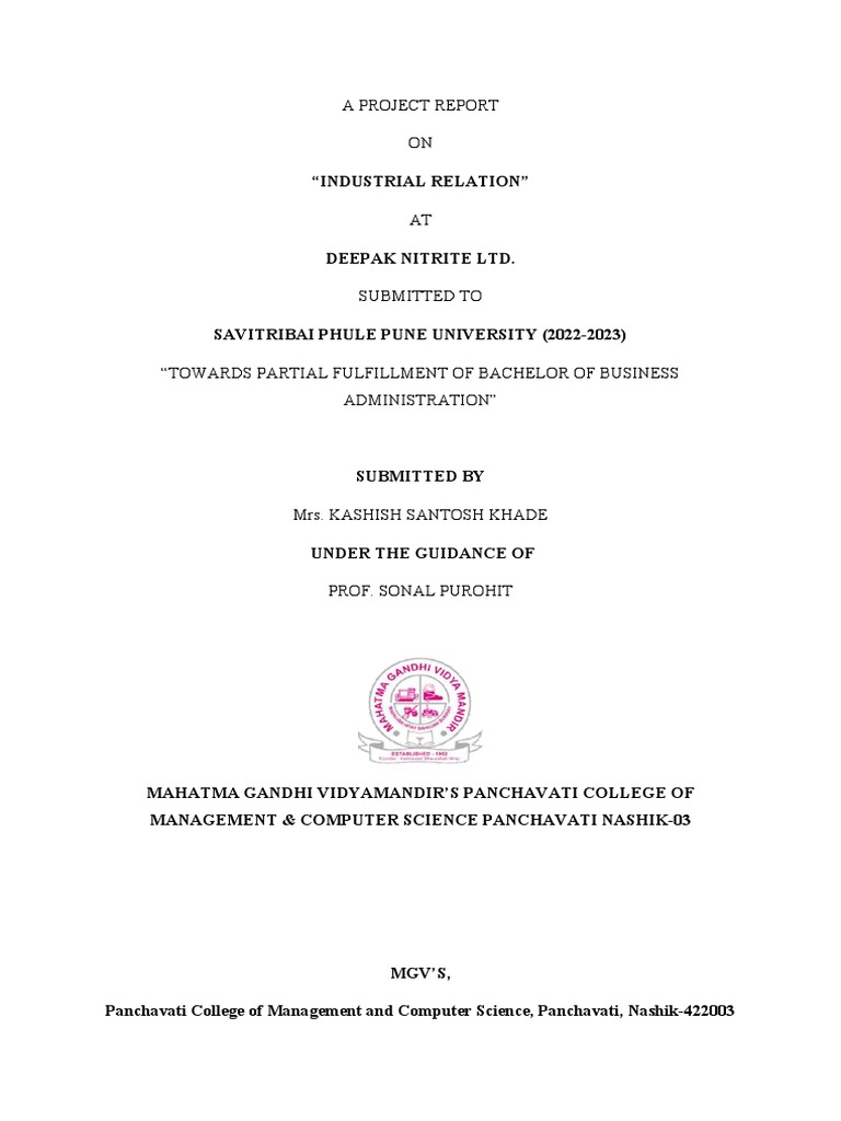 An Analysis of Industrial Relations Practices at Deepak Nitrite Ltd.: A Case Study | PDF ...