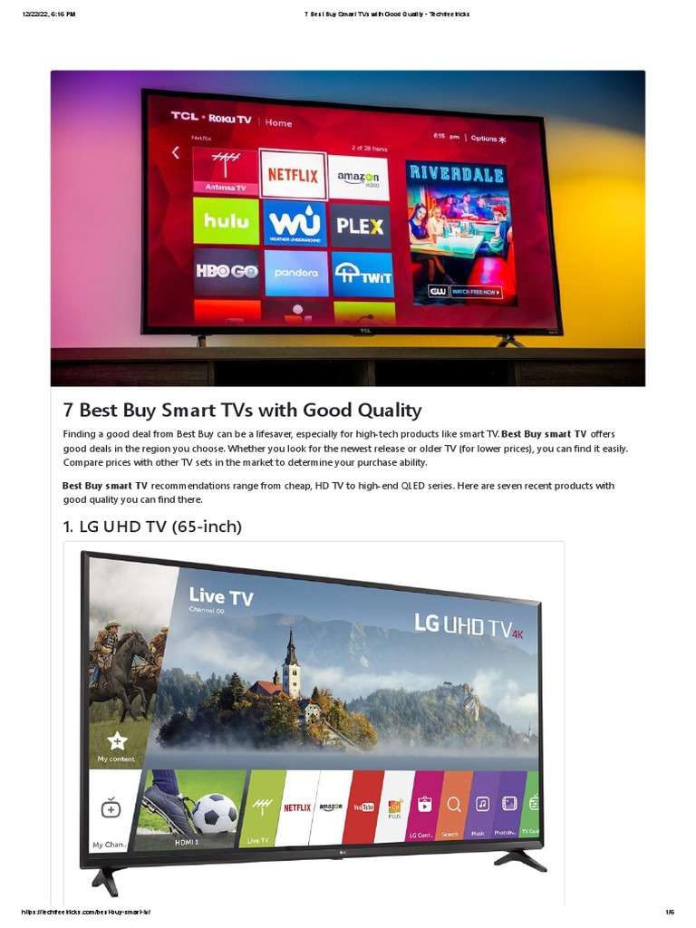 Top 7 Smart TVs at Best Buy | PDF | Television | Hdmi
