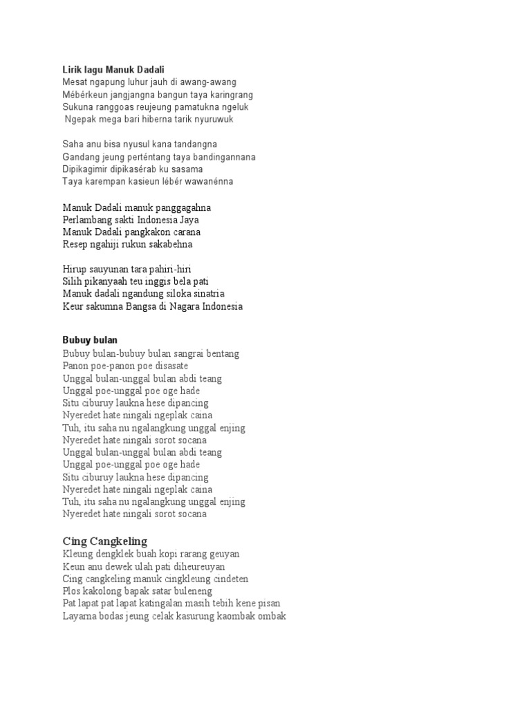 Lirik Lagu Nasional Indonesia | PDF