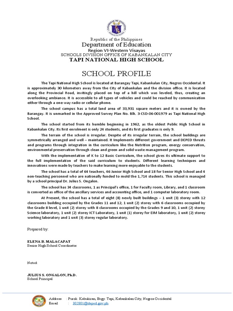 An Overview of Tapi National High School: Its History, Facilities ...