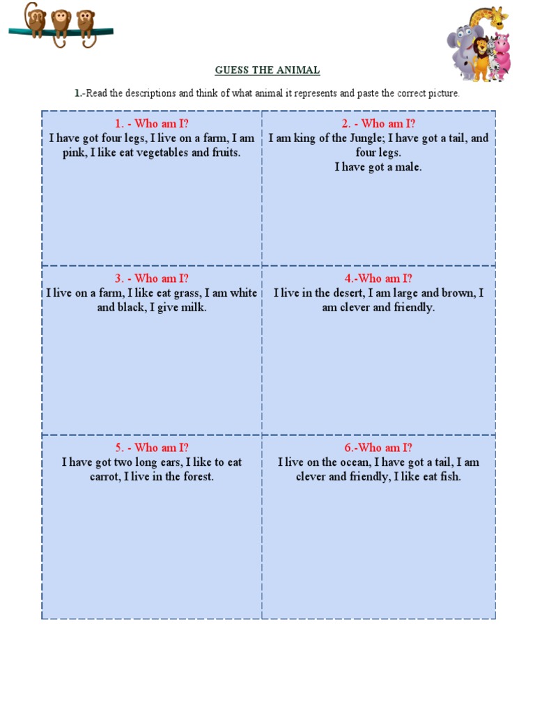 Animal Guessing Game Activity | PDF