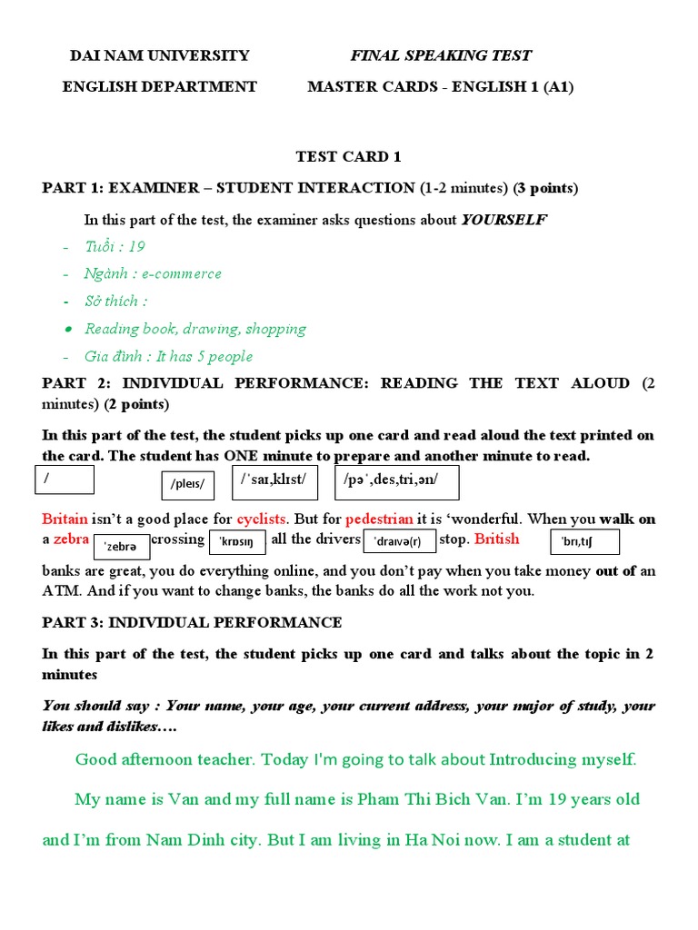 Speaking Cards For Students | PDF | Test (Assessment)