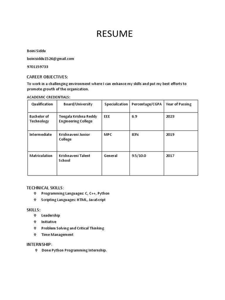 Siddu Resume | PDF | Career & Growth | Art