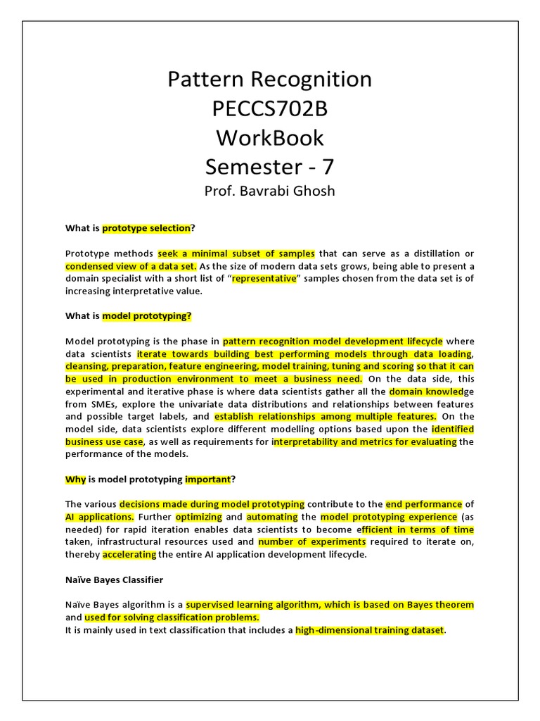 Notes On Module 3 Pattern Recognition Pdf Statistical Classification Principal Component