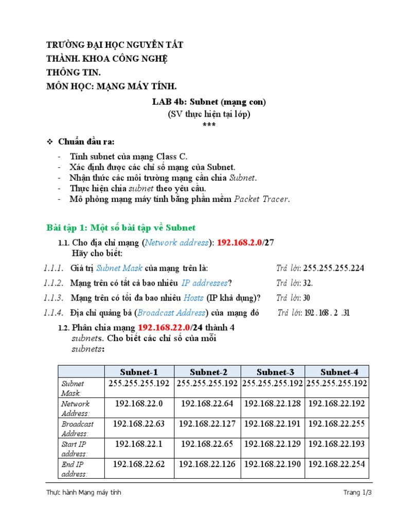 Lab 4b - Tcp-Ip - Subnetgr | PDF