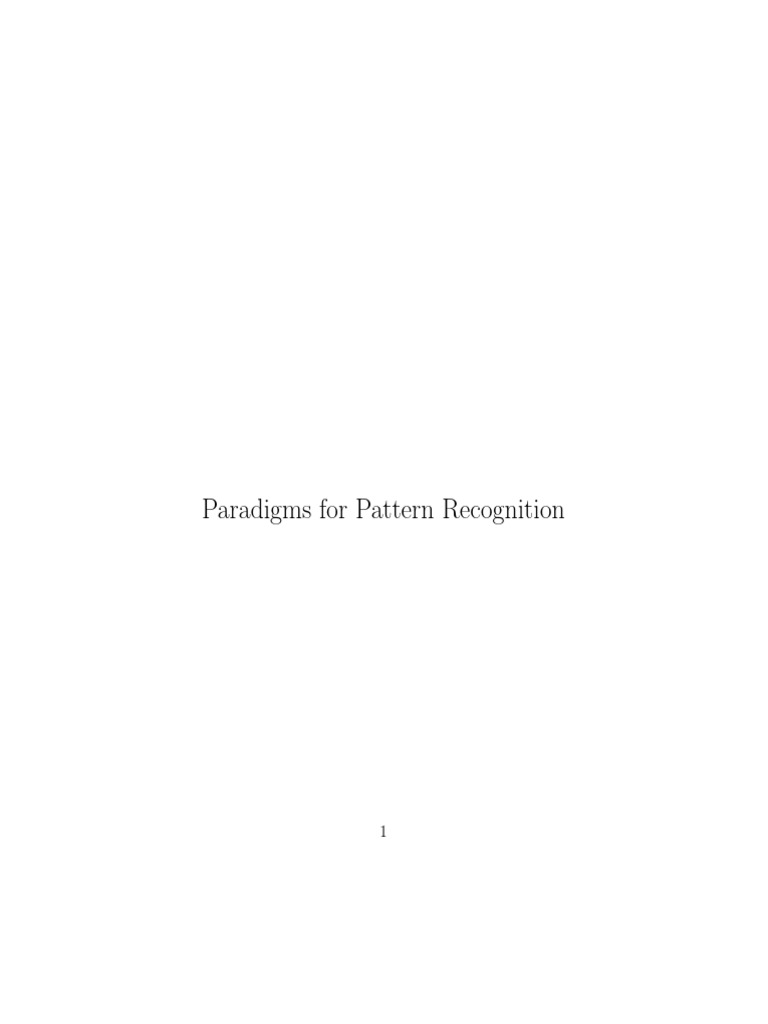Different Paradigms of Pattern Recognition | PDF | Pattern Recognition | Statistics