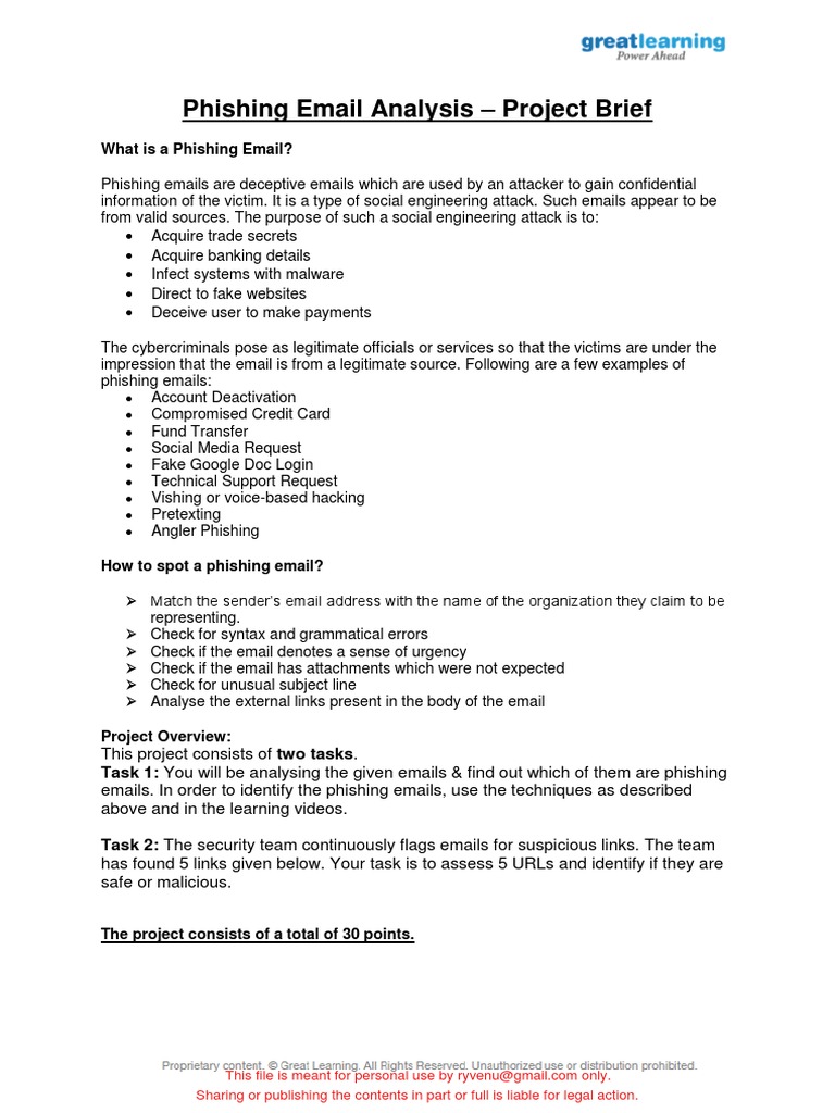 Phishing+Email+Analysis+ +Project+Brief 1 | PDF | Phishing | Social Engineering (Security)
