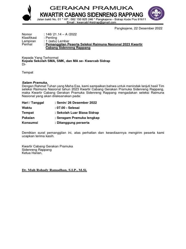 Surat Pemanggilan Peserta | PDF