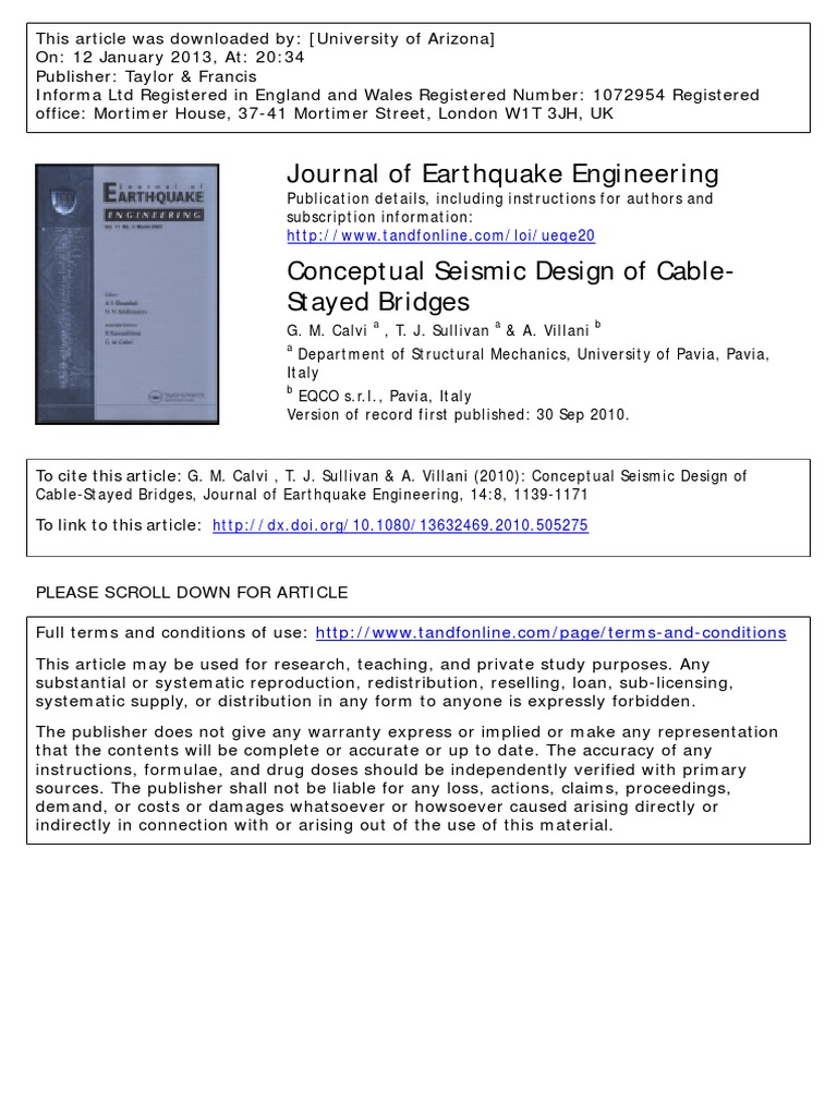 Conceptual Seismic Design of Cable-Stayed Bridge | PDF | Beam ...