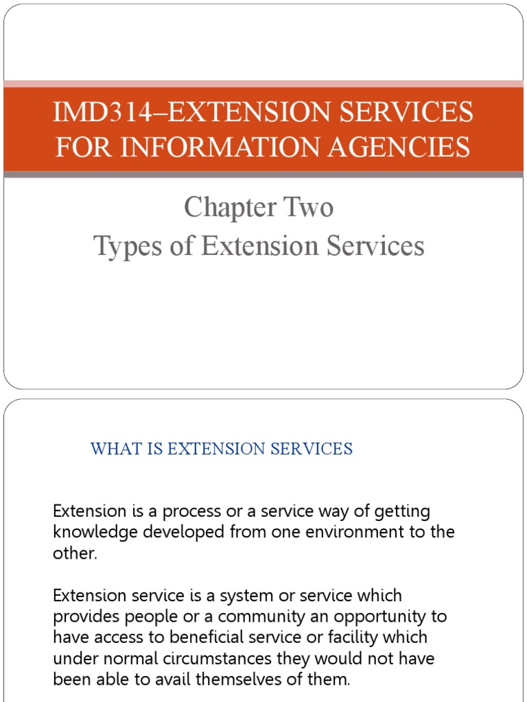 Chapter 2-Types of Extension Services | PDF | Libraries | Prison