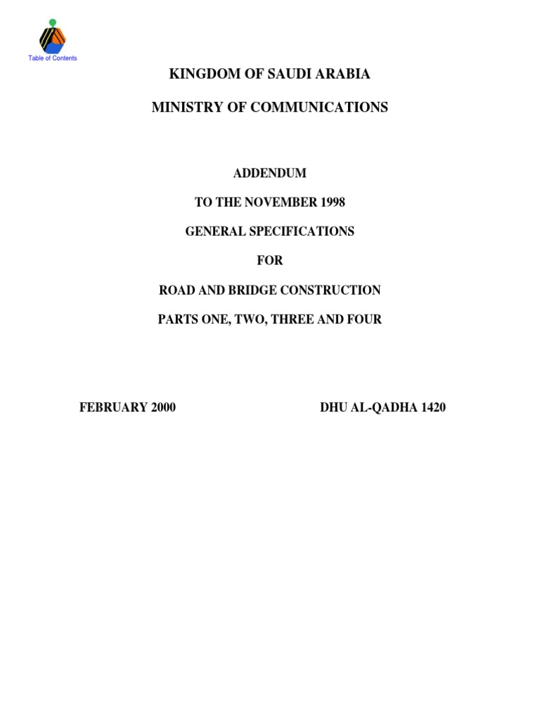 MOT English Specification | PDF | Concrete | Asphalt