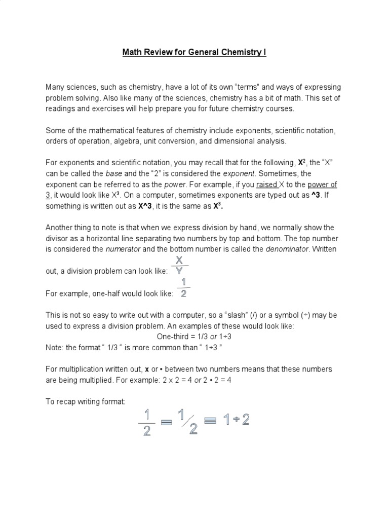 Math Skills for Chemistry Students | PDF | Exponentiation | Multiplication
