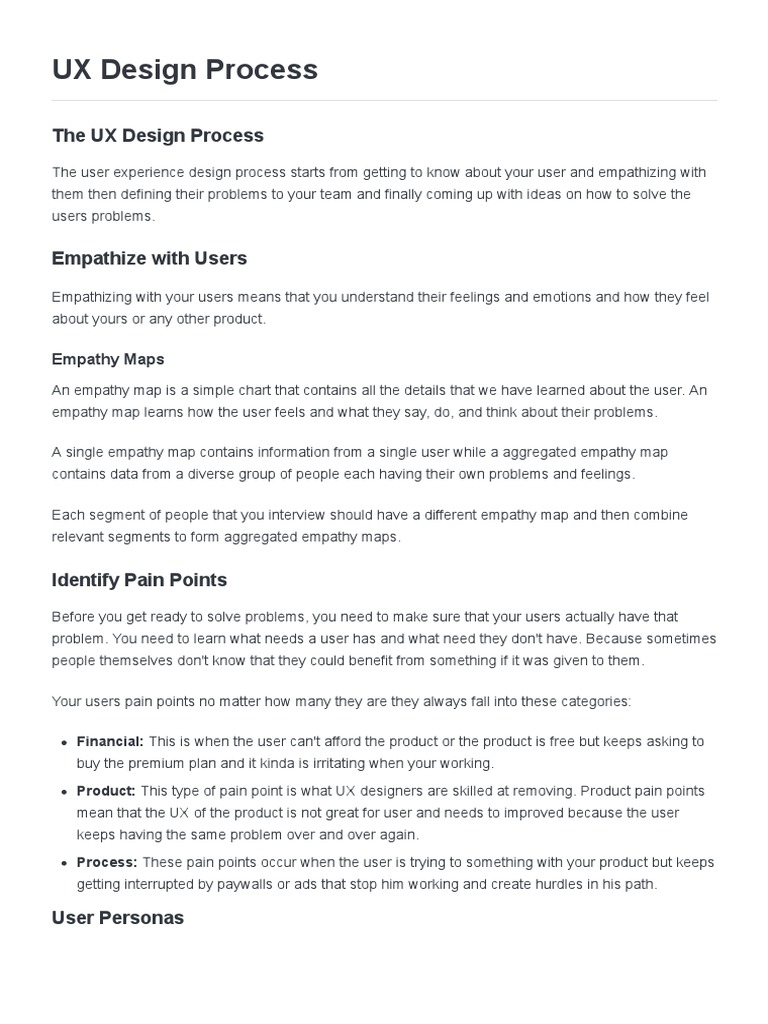 UX Design Process | PDF | Empathy | User Experience