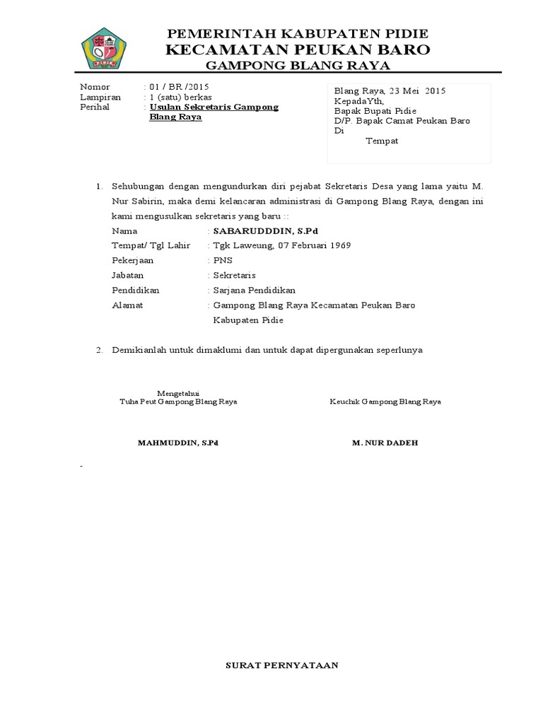 Berkas Sekdes 1 | PDF