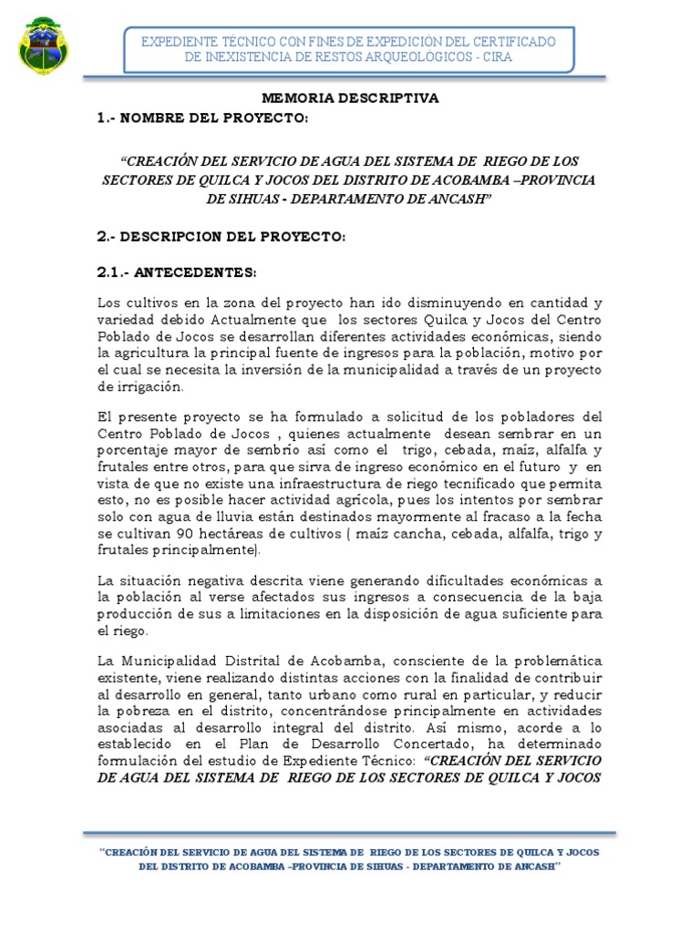 Modelo de Memoria Descriptiva de Cira | Descargar gratis PDF ...