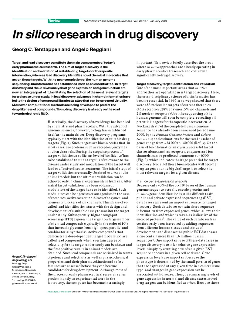 In Silico Research in Drug Discovery | PDF | Bioinformatics | Drug ...