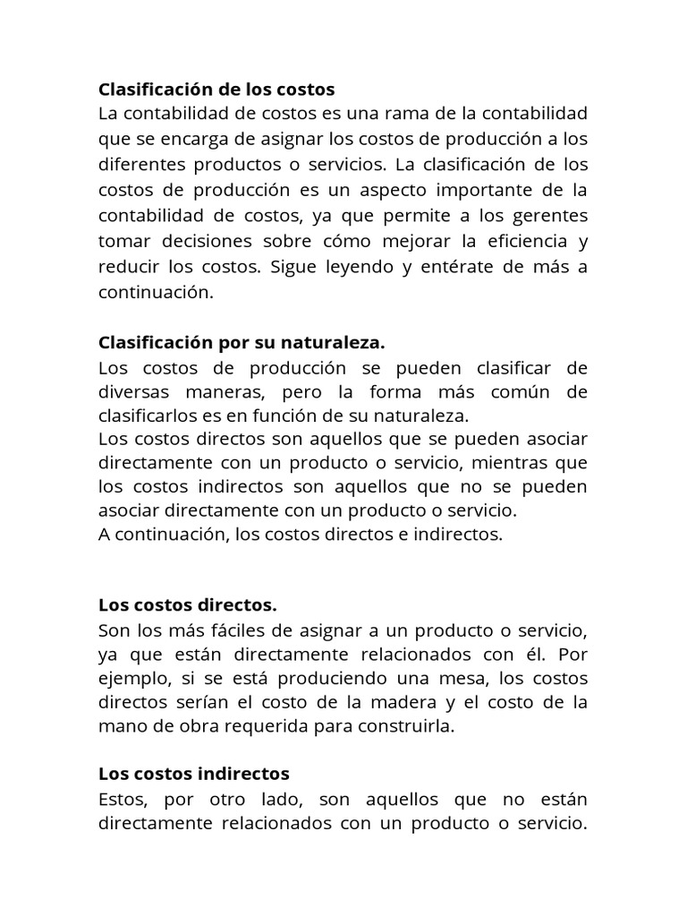 Clasificación de Los Costos | PDF | Costo | Ciencias económicas
