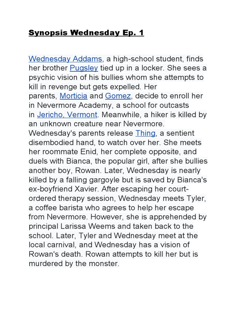 Synopsis Wednesday Episode 1 | PDF