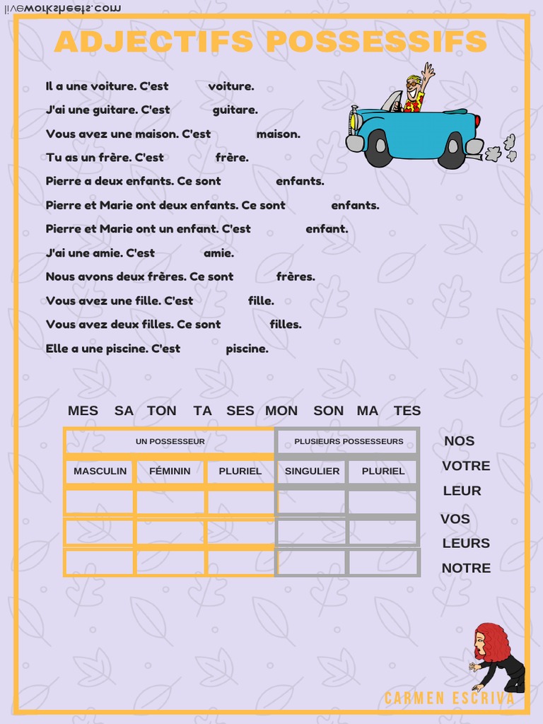 Adjectifs possessifs en français | PDF
