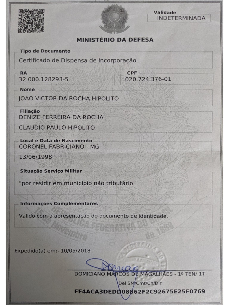 11 - Certificado de Dispensa de Incorporaçao | PDF