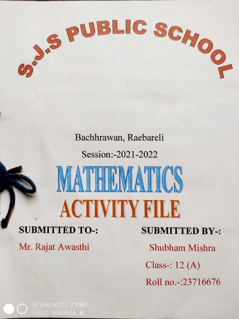 Maths Activity File (XII) 17-Dec-2022 | PDF | Schools Maths Activity File (XII) 17-Dec-2022 | PDF | Schools